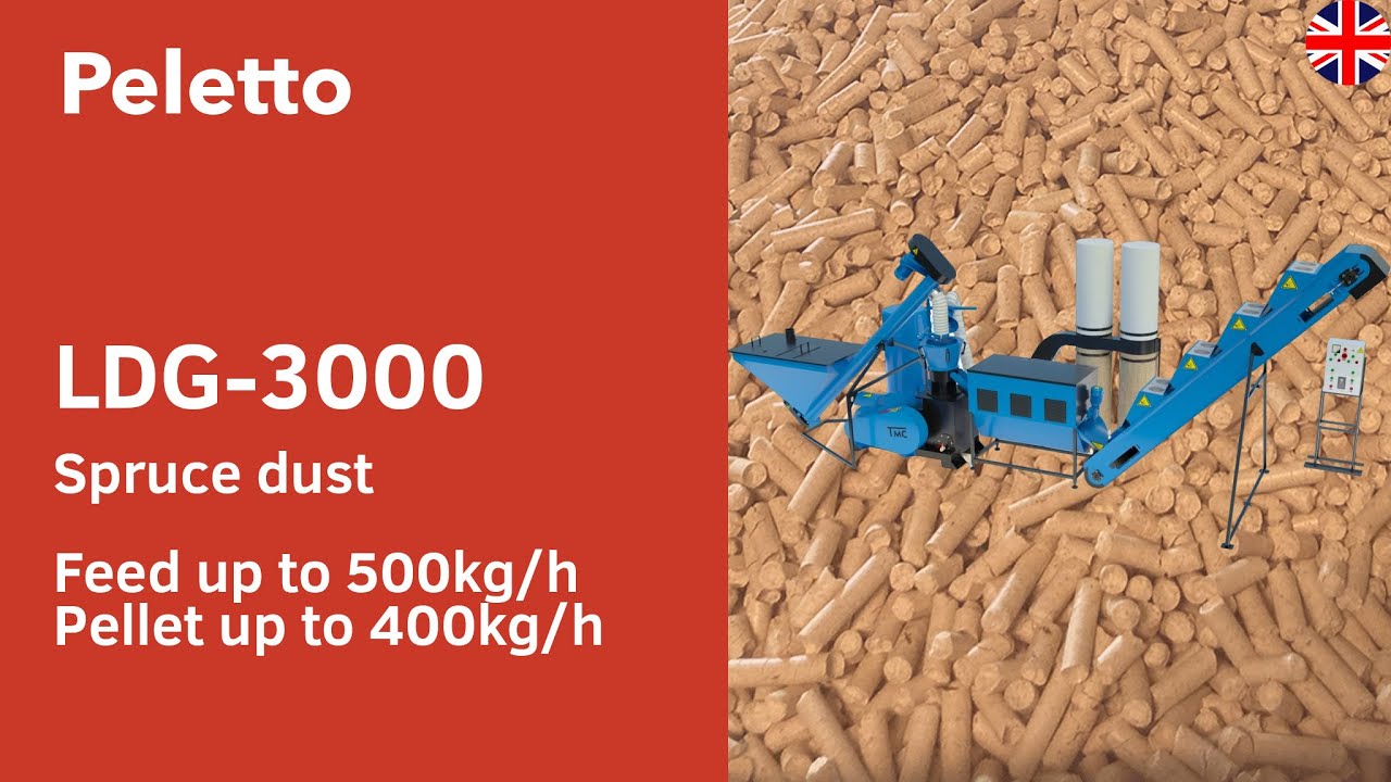 Production of spruce dust pellets on LDG-3000 26kW from Pelleto.pl ...