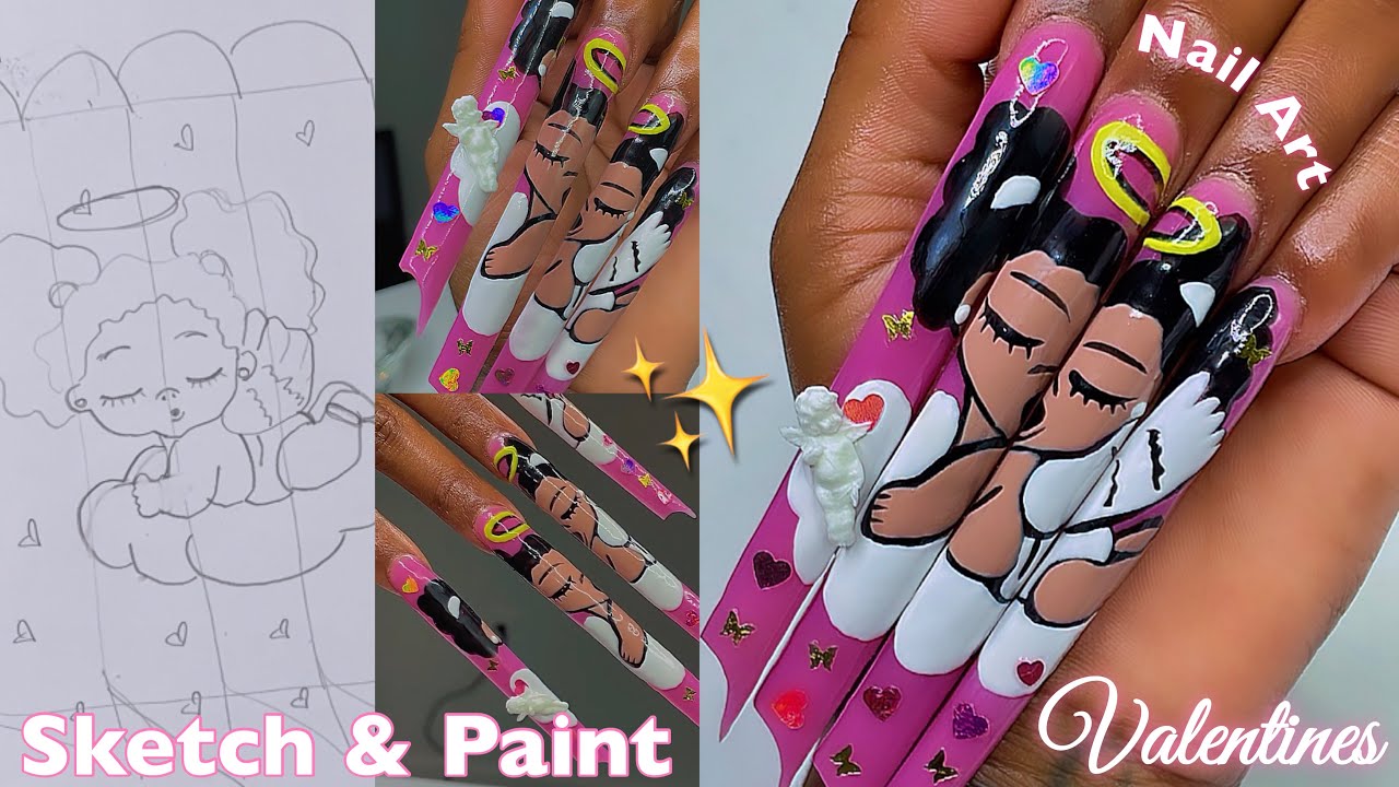 HOW TO - Photo Nail Art👼🏽 (Beginner Friendly Tutorial)🎨 Extra Long ...