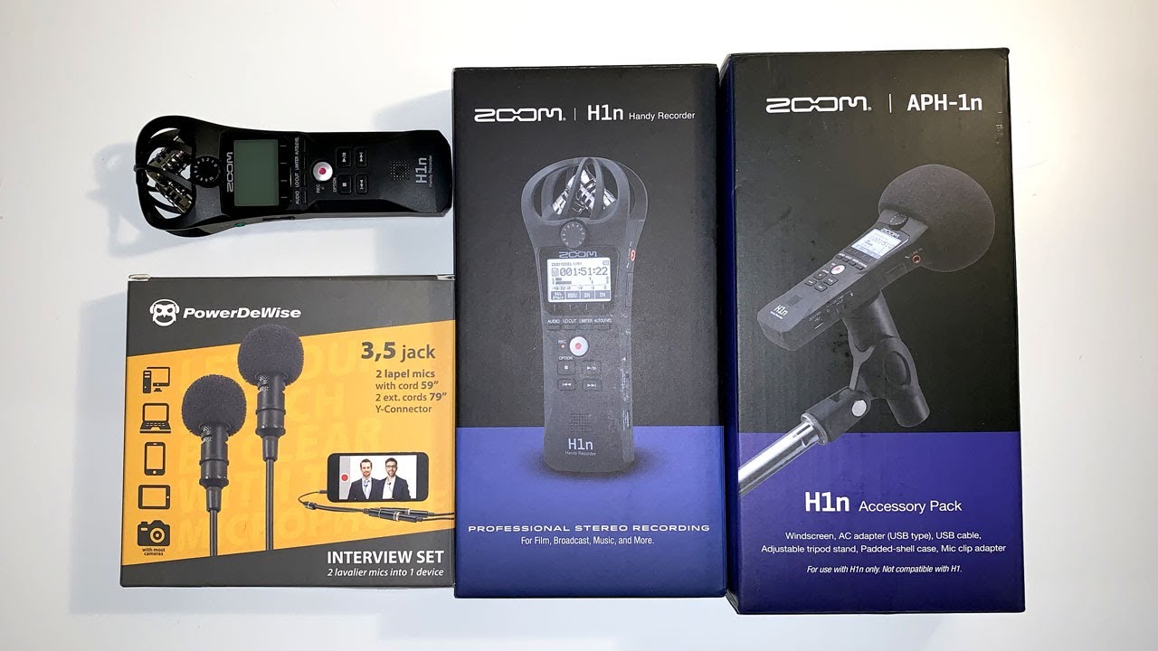 Zoom H1n stereo recorder - PowerDeWise interview set - H1n accessory ...