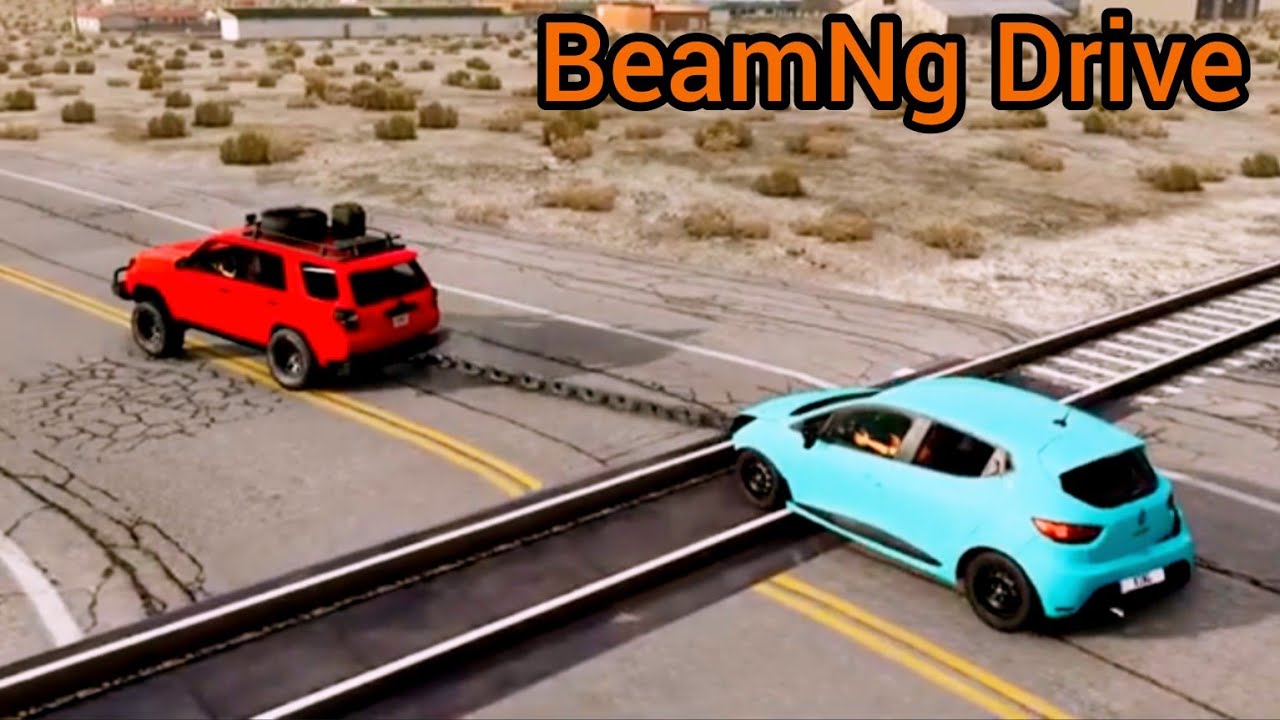 Car vs Train Tracks Challenge in BeamNg Drive! - YouTube