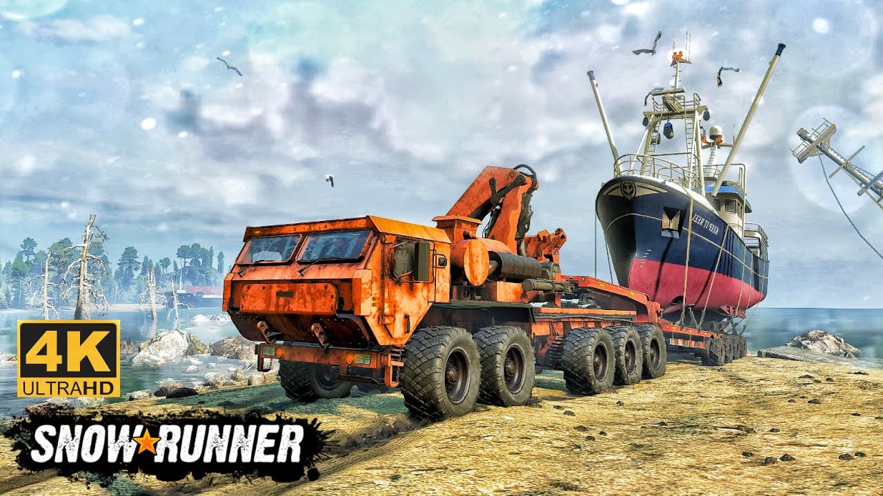 Samson Struggling Towing Boat Through River Terrain In SnowRunner Season 15 #snowrunner #truck ...