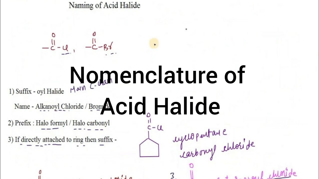 Nomenclature of Acid Halide I Nomenclature I Particles Academy - YouTube