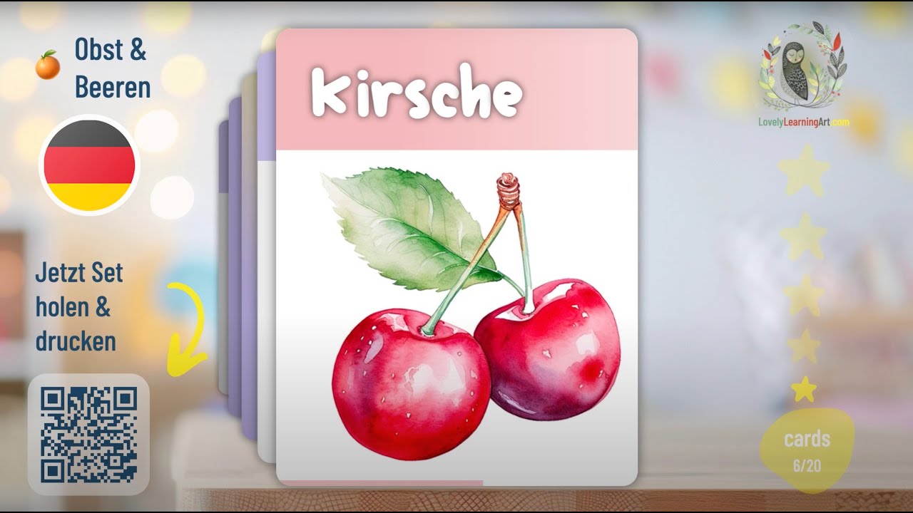 Früchte-Lernkarten für Kinder | Obst und Beeren lernen | Fruits in ...