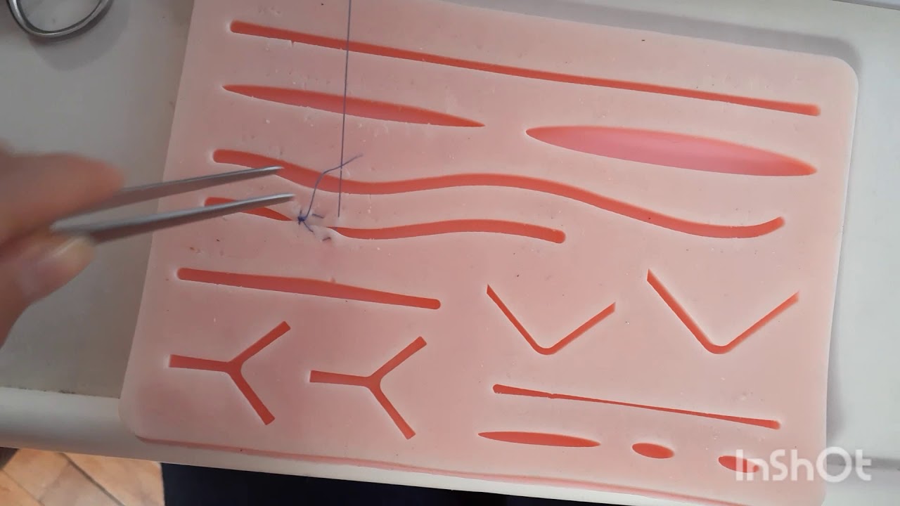 Sutura de punto en U o colchonero simple y continuo. - YouTube