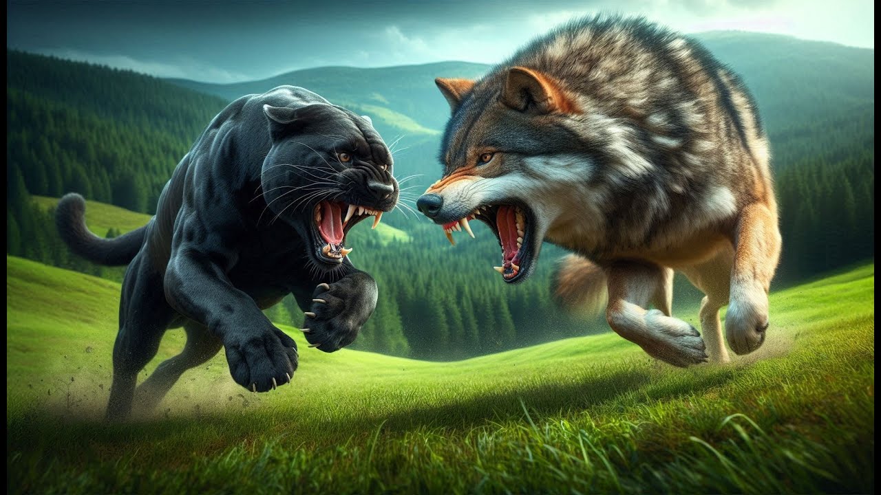 black panther vs wolf animals competition - YouTube
