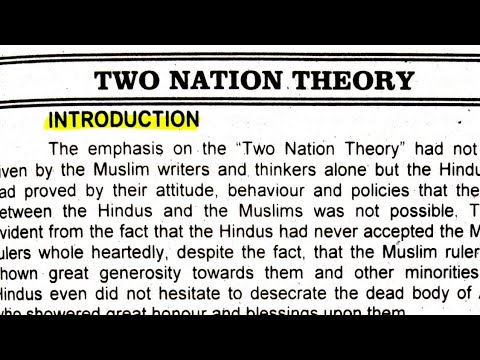 Two Nation Theory || Meaning || Beginning #PST-111 #pakstudies # ...