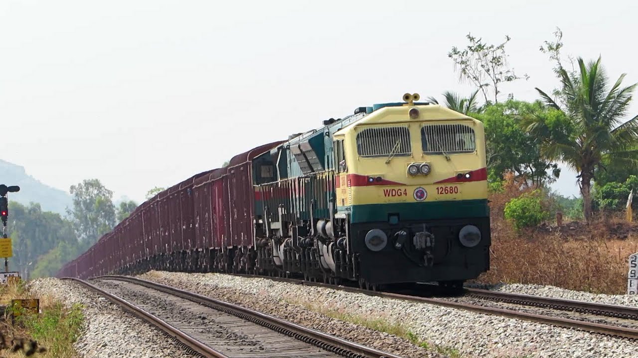 Twin EMD notch up with a Loaded Freight Rake - Indian Railways - YouTube