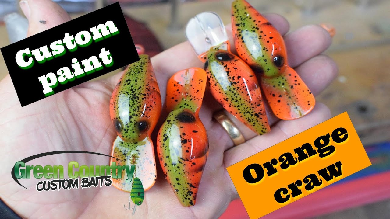 HOW TO AIRBRUSH LURES—- ORANGE CRAW—-GREEN COUNTRY BAITS - YouTube