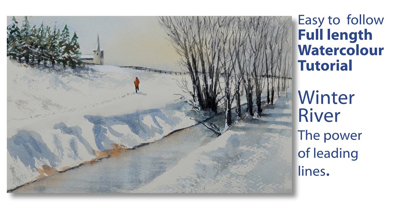 Winter river sketch - the power of leading lines - Full demonstration ...