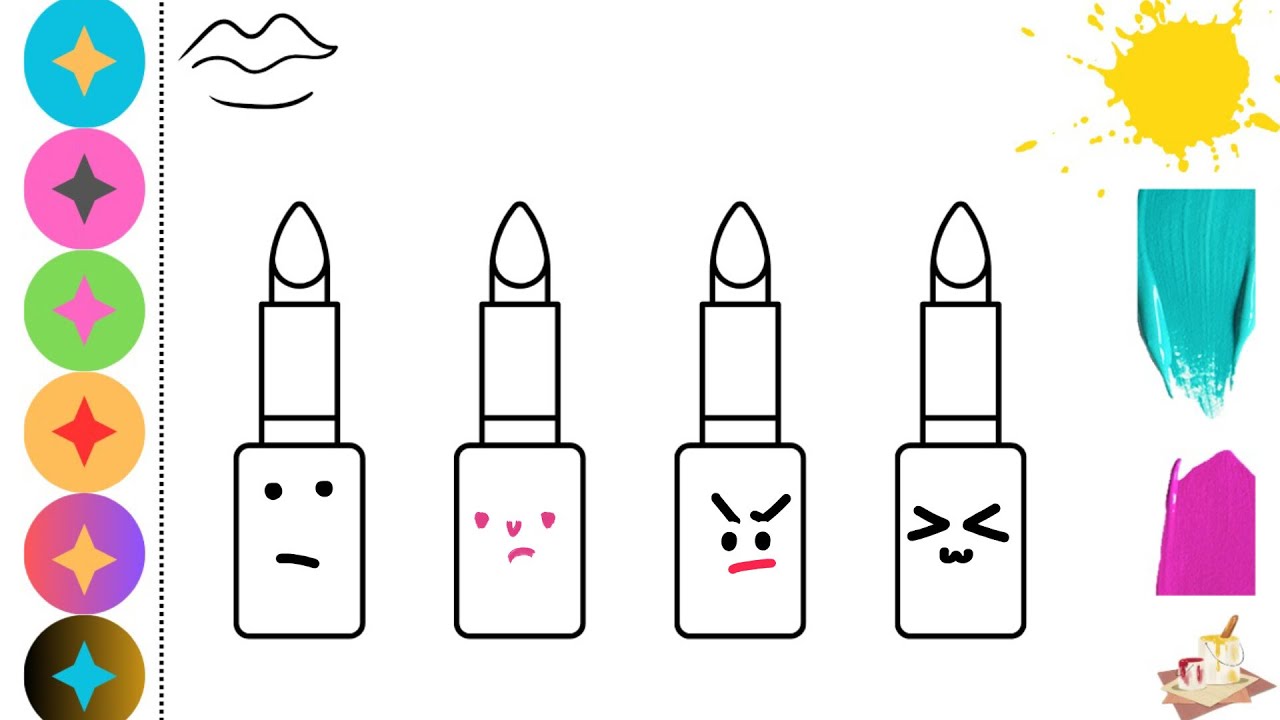 How To Draw Lipsticks Easily | Drawing and Coloring For Kids | Learning ...