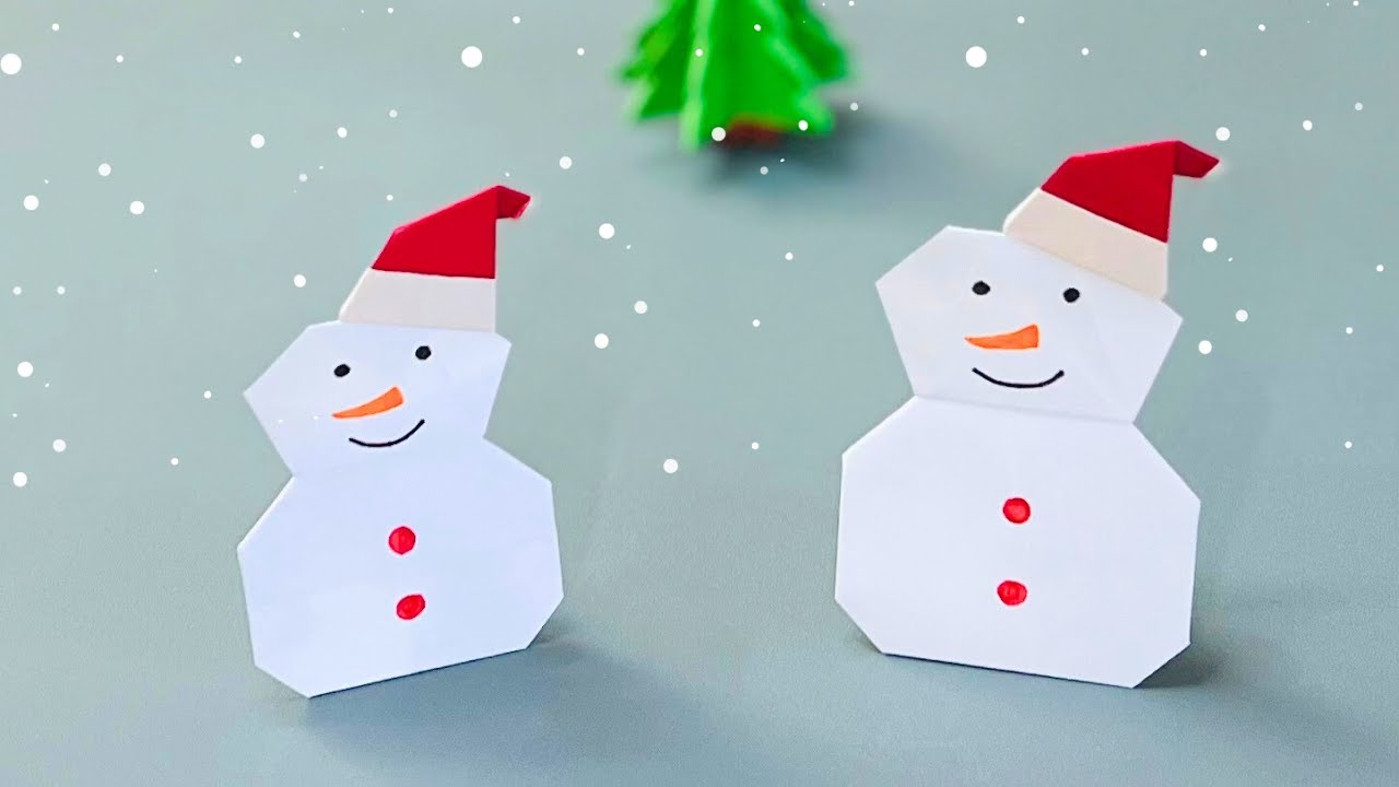 Easy Origami Snowman & Santa Hat | Easy Paper Craft for Christmas ...