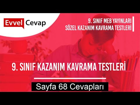 9. Sınıf Kazanım Kavrama Testleri Cevapları Sayfa 68 (Sözel)