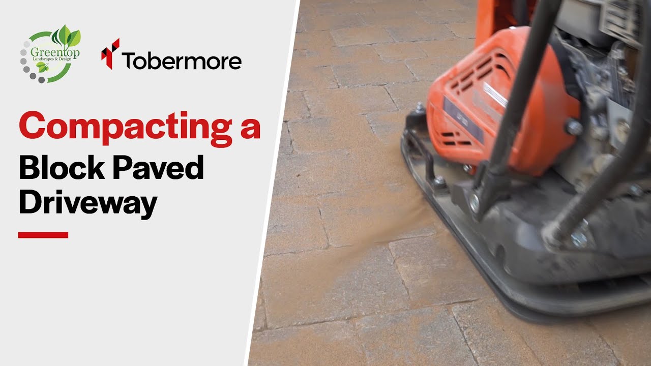 Compacting a block paved driveway - YouTube