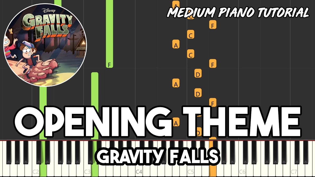 Opening Theme From Gravity Falls (Medium Piano Tutorial) - YouTube
