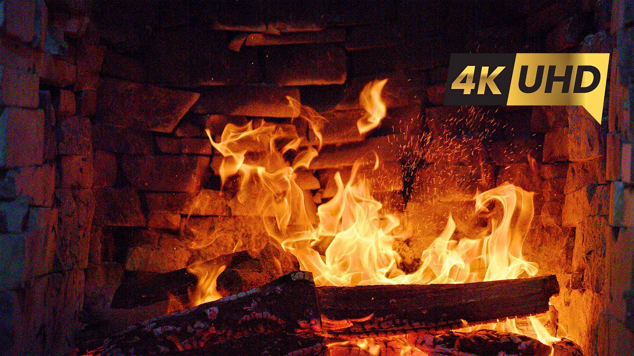 Cozy Night with Relaxing Fireplace 4K UHD & Crackling Fire Sounds 3 ...