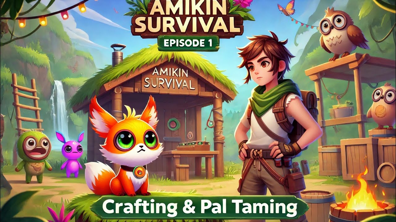 Amikin Survival Ep 1: Crafting & Pal Taming Adventure! | Android ...