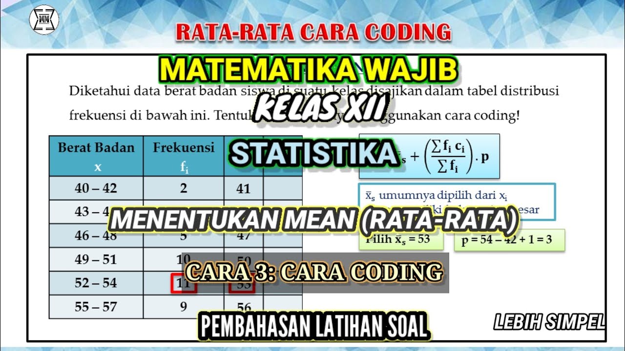 Statistika - Menentukan Rata-Rata (Mean) Cara 3: Cara Coding ...