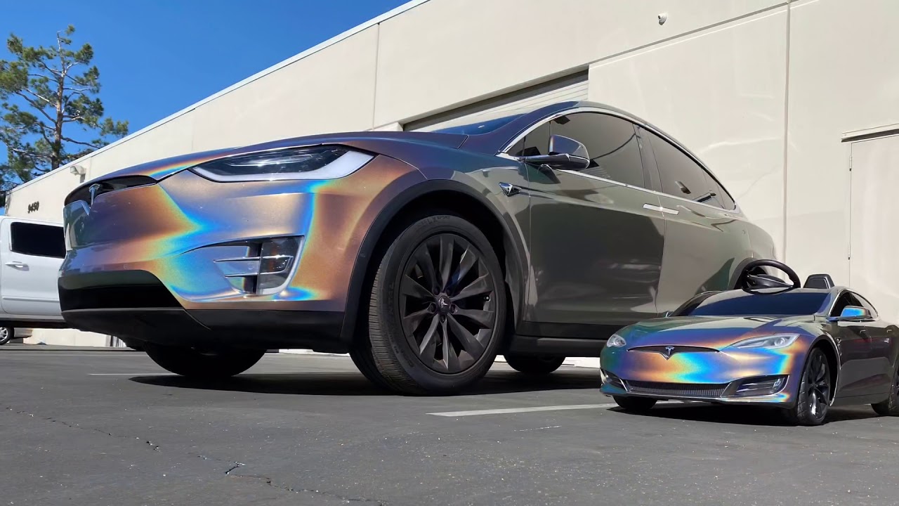 My 2019 Tesla Model X and Radio Flyer Tesla wrapped - YouTube