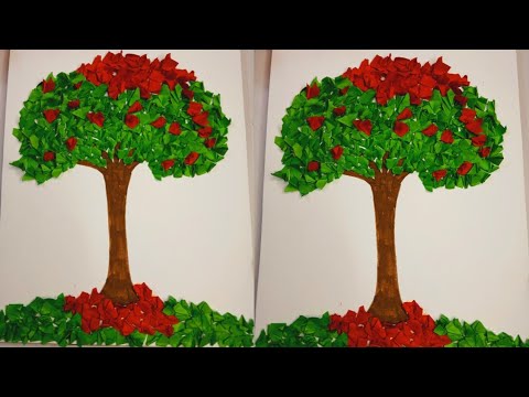 How To Make Beautiful Paper Tree Art । Origami Paper Tree Wall Hanging ...