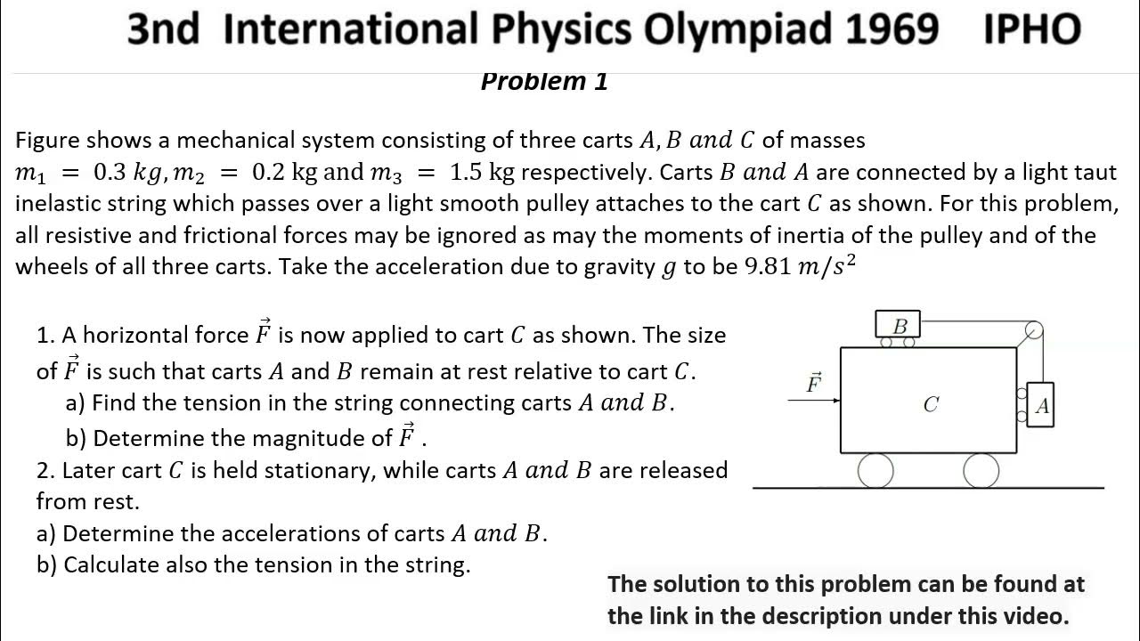 3rd International Physics Olympiad1969 IPHO Solution of Problem 1 Mechanics. Newton Laws - YouTube
