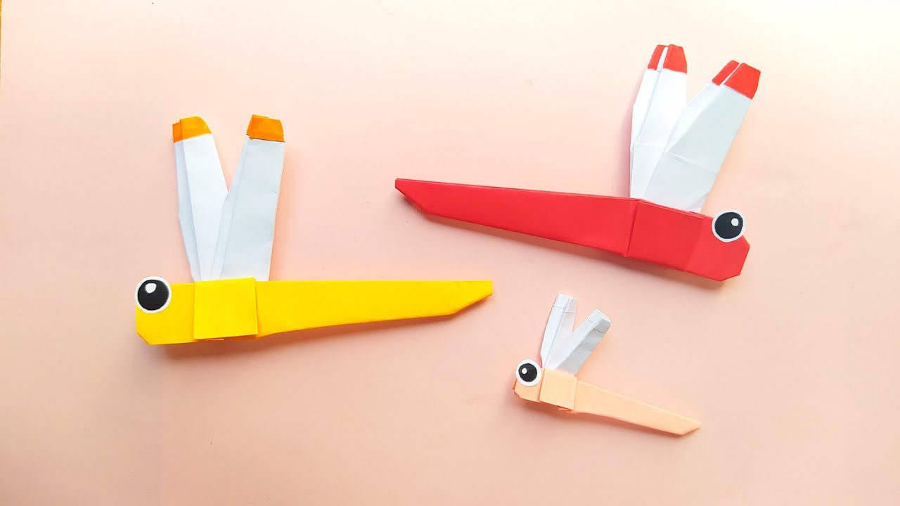 Membuat Capung dari Kertas Origami | How to Make Origami Dragonfly ...