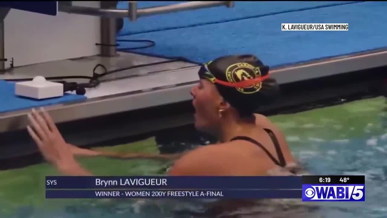 Brewer’s Brynn Lavigueur wins junior swimming championship - YouTube