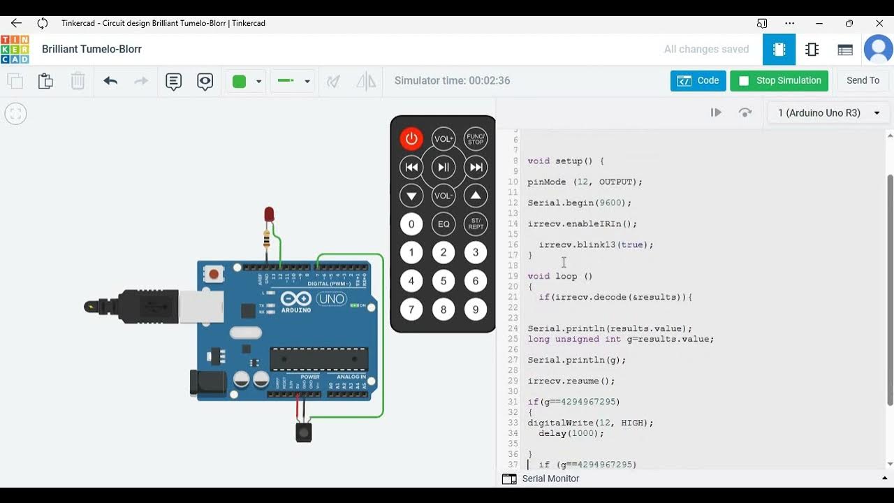 Circuit and code of IR Remote Arduino uno r3 Part B - YouTube