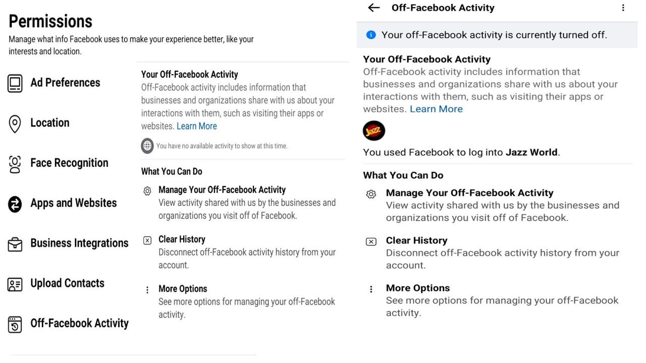 How to FB Off Facebook Activity Your off-Facebook activity is currently ...