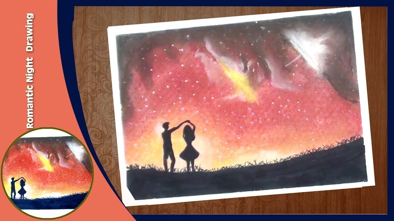 How To Draw Romantic Night Drawing Step By Step | Creative Method Of ...