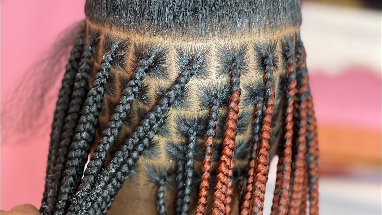Why do braiders wait to braid down? | Split Dye Knotless Box Braids ...