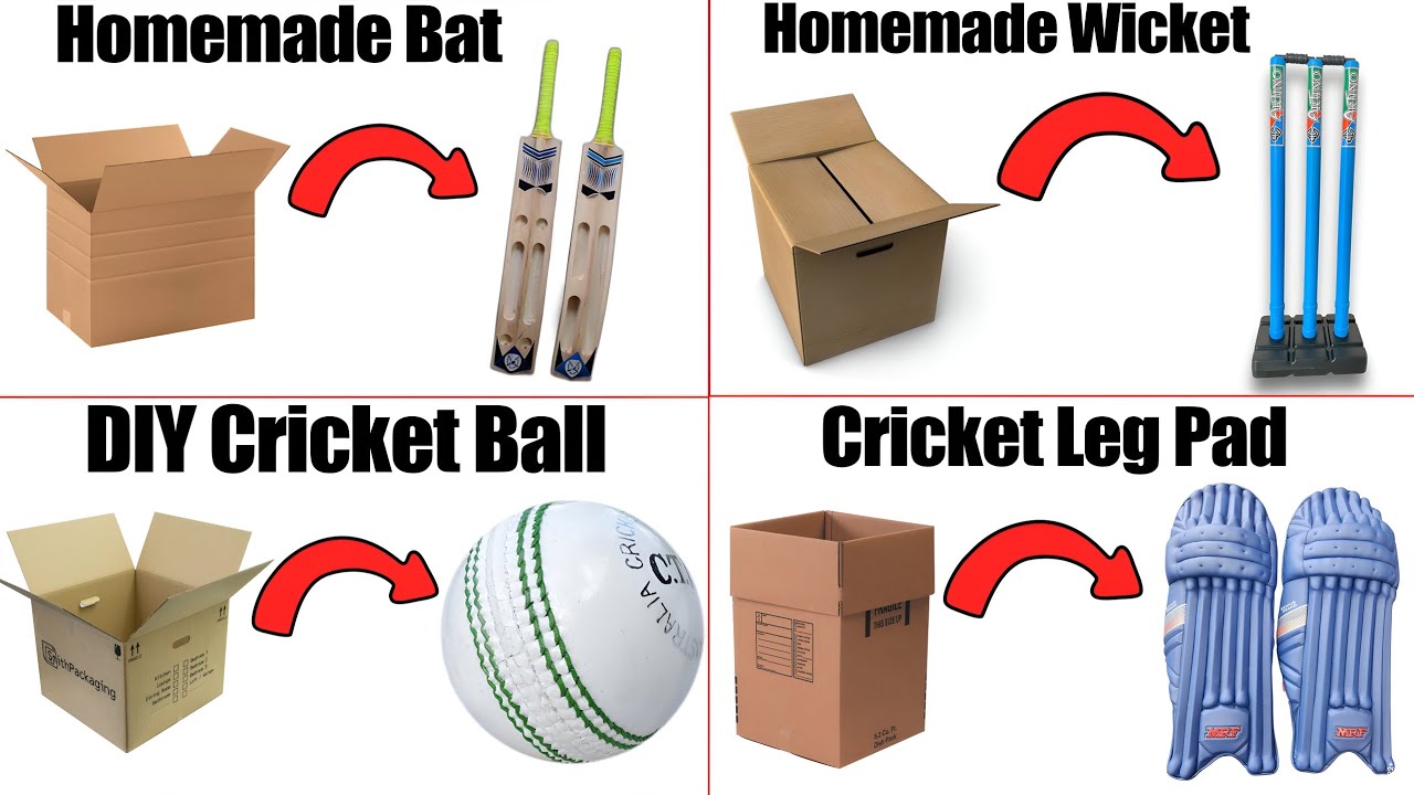 how to make bat, ball, wicket, leg pad at home | cricket kits making ...