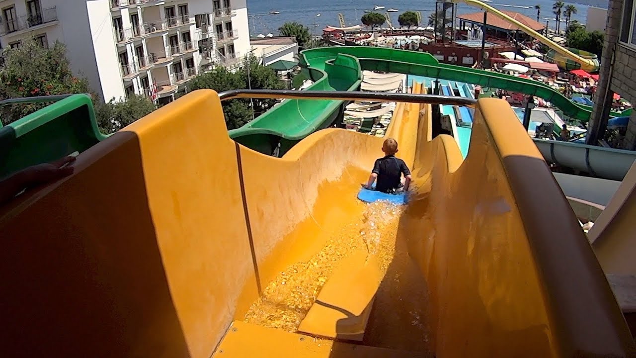 Orange Kamikaze Water Slide at Marmaris Atlantis Waterpark - YouTube