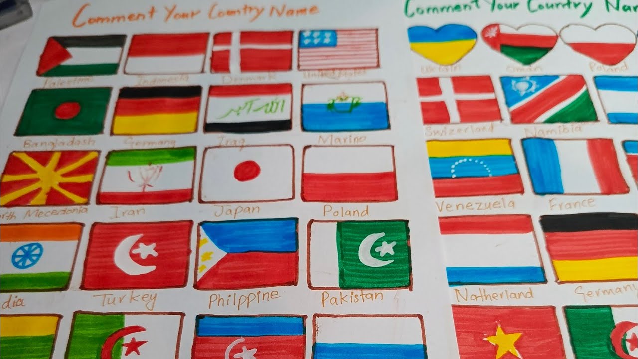 World 🌎 countries flag drawing Easy flag drawing - YouTube