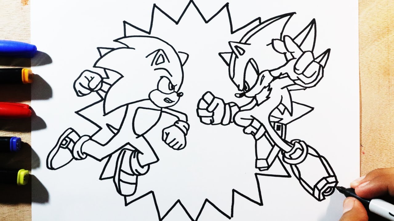 COMO DIBUJAR a SONIC VS SHADOW de SONIC LA PELICULA 3 - YouTube
