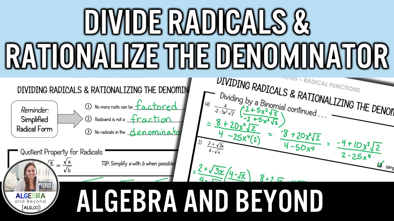 Dividing Radicals & Rationalizing the Denominator | Algebra 2 Lesson ...