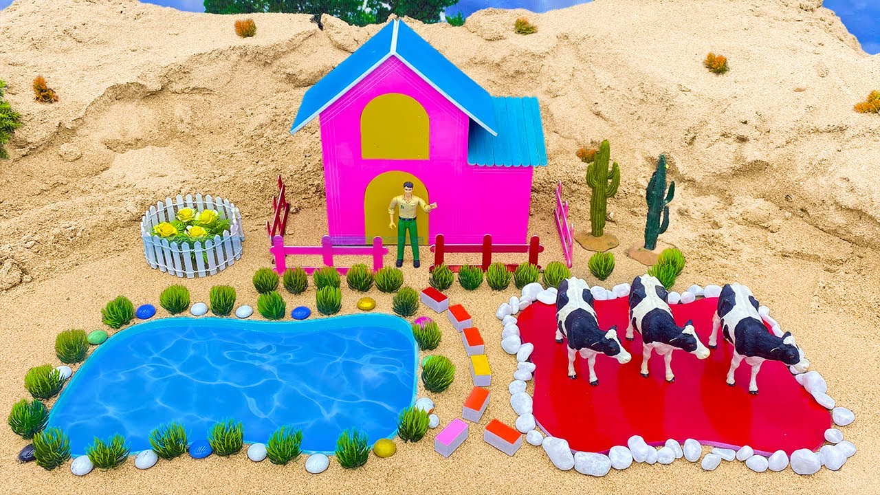 Design a unique DIY Mini Farm with Water Pool for Cattle and Mini Hand ...