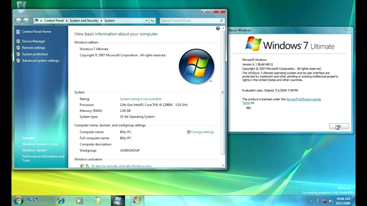 Windows 7 Build 6801 Desktop Interface & Startup - YouTube