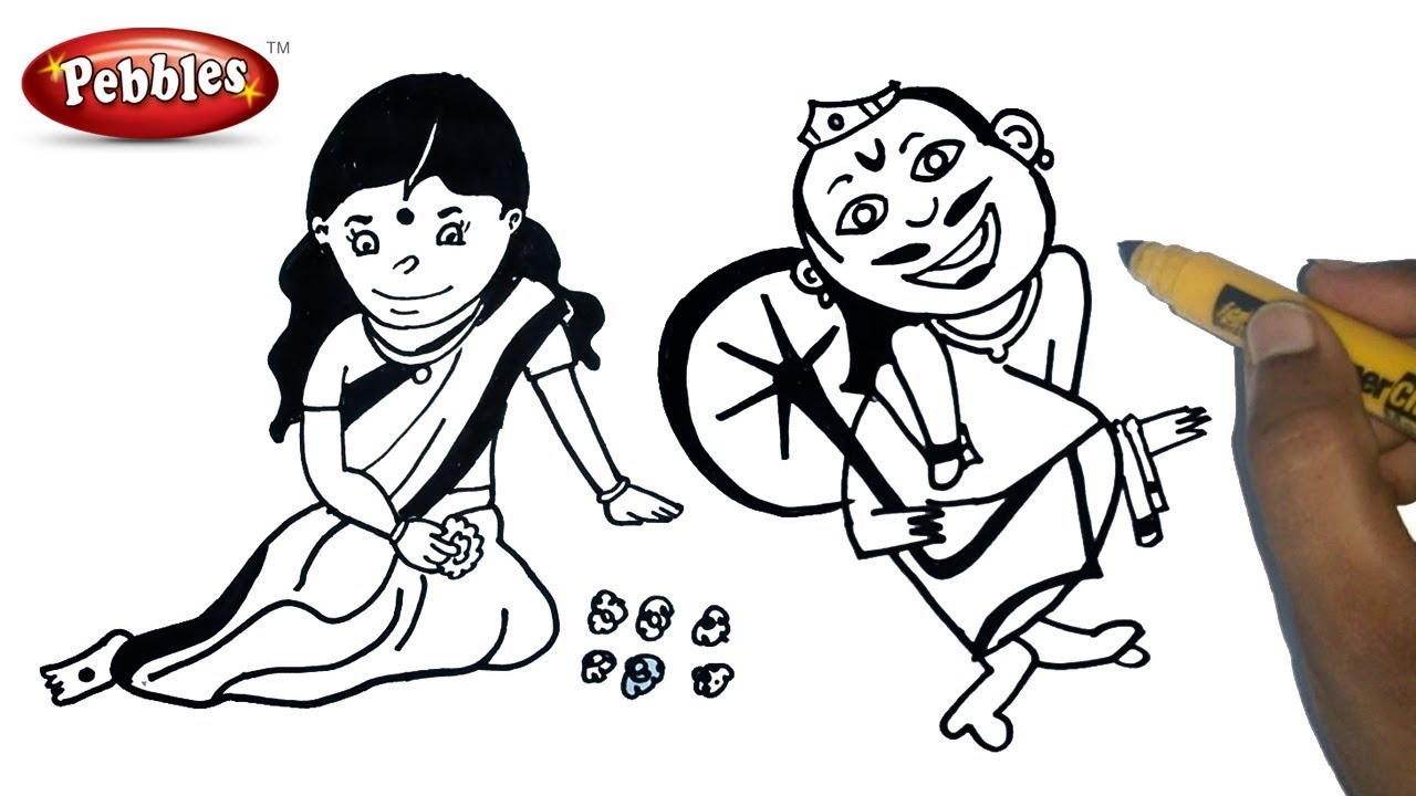 How to draw onam kerala Girls | Onam Drawing for Kids | How to Draw ...