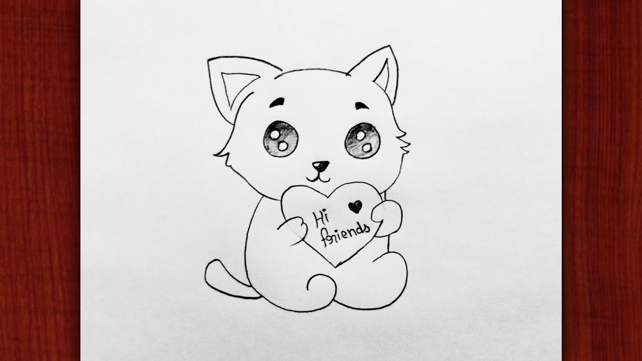 Easy How to Draw a Cute Cat Drawing | Easy Cat Friendship Drawing - YouTube