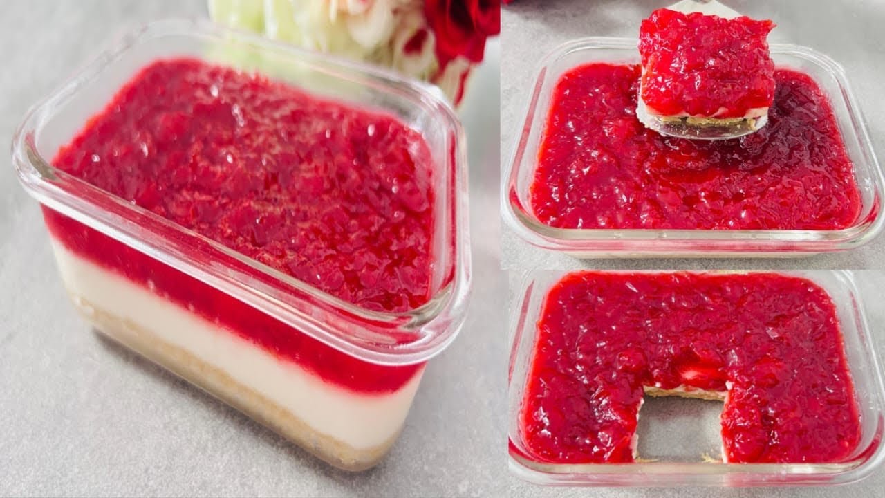 No cream No Gelatine super easy cherry dessert/simple No bake dessert ...