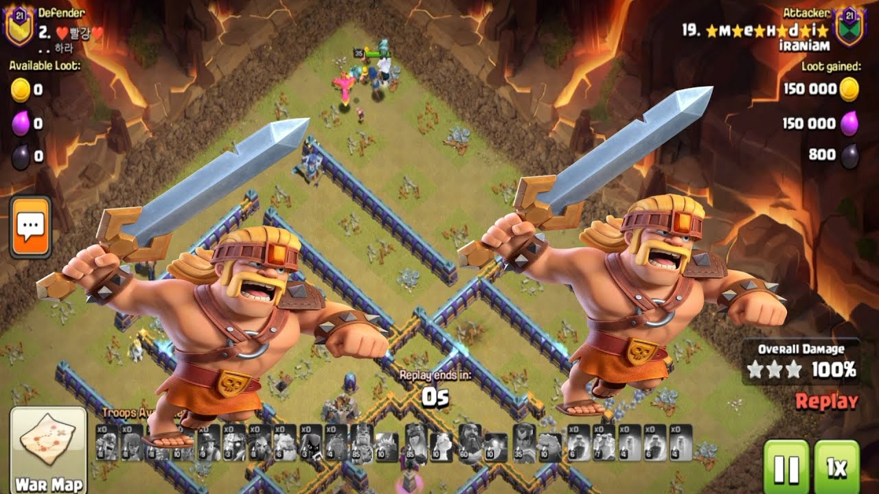 insane super barbarian attack in clash of clan | 3* at any base in any ...