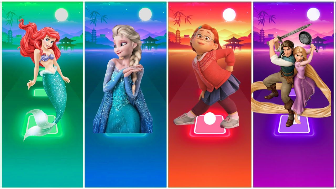 Little Mermaid 🆚 Anna Frozen 🆚 Turning Red 🆚 Tangled Rapunzel !! Tiles ...