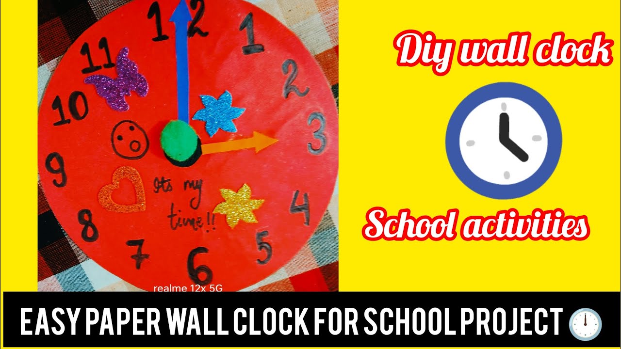 diy wall clock for school project 🕛||how to make easy paper clock|clock ...