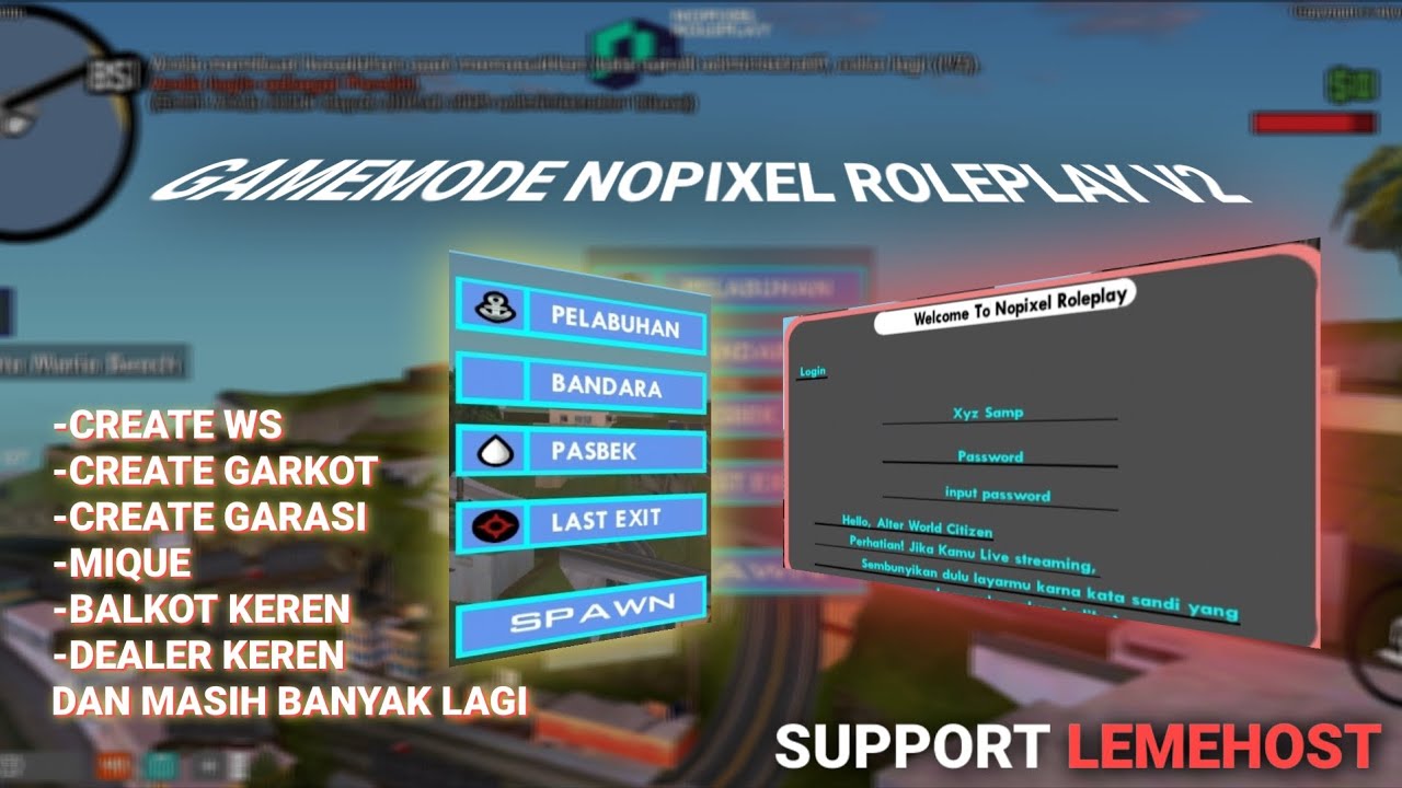 SHARE GAMEMODE NOPIXEL ROLEPLAY V2 BASIC INFERNO X LRP KATANYA SUPPORT LEMEHOST PASTI NYA - YouTube