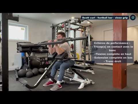 Scott curl - football bar - close grip - Demo