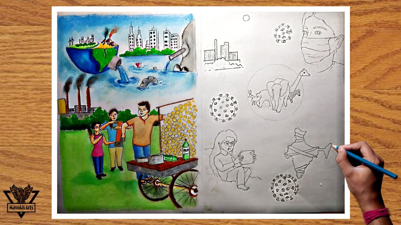 Situation on earth before Corona virus drawing- (Part 1) | Corona virus ...