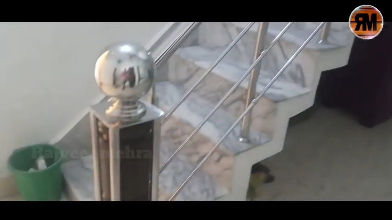 Stainless steel railing design with wooden pillar stylish 2018 - YouTube