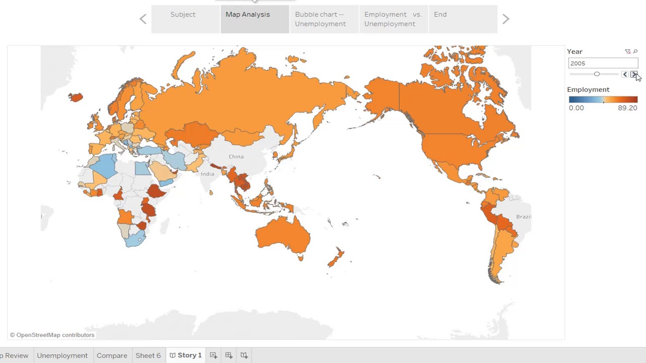 Visualization of Worldwide Unemployment and Employment Status from 1991 ...