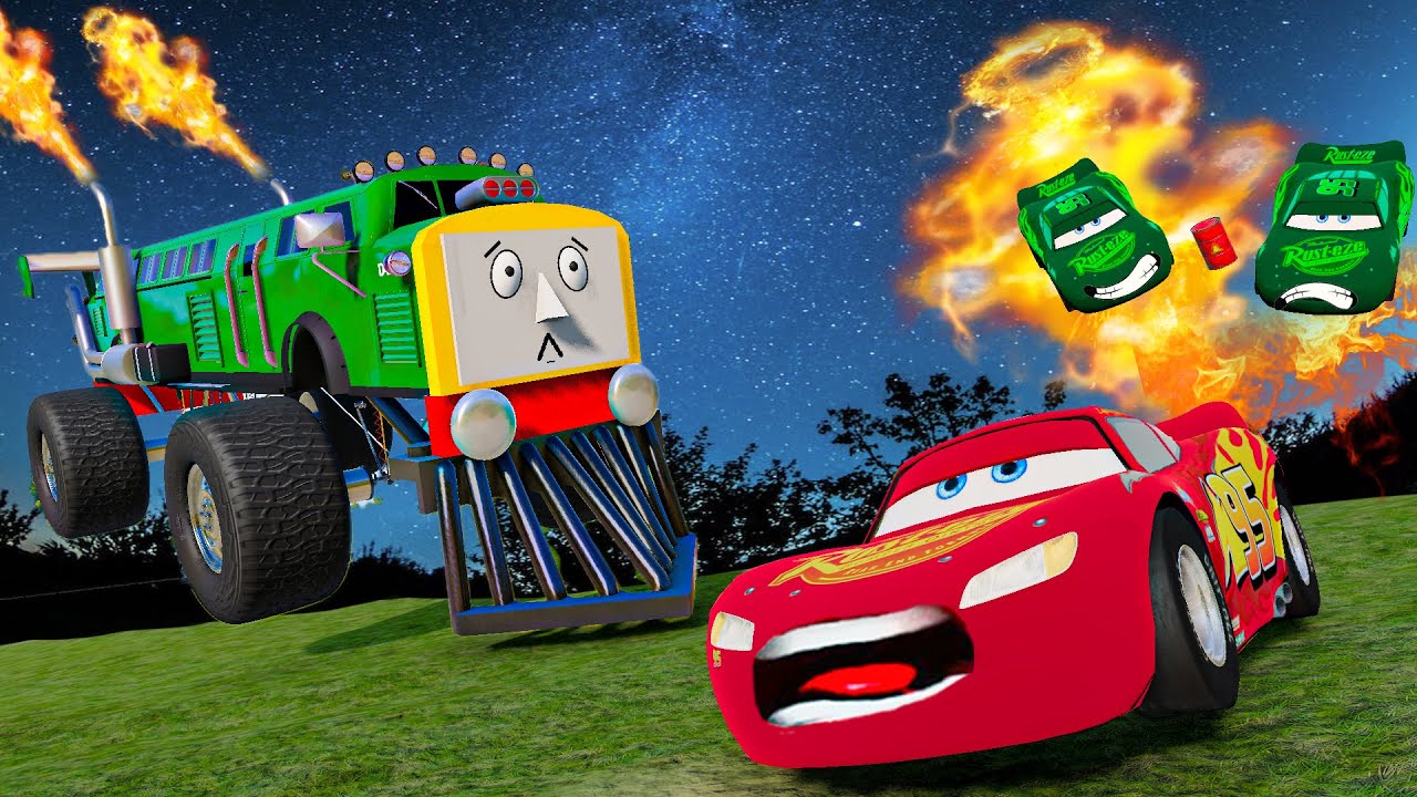 Angry DAİSY THOMAS THE TANK ENGİNE vs LIGHTNING MCQUEEN And ZOMBİE ...