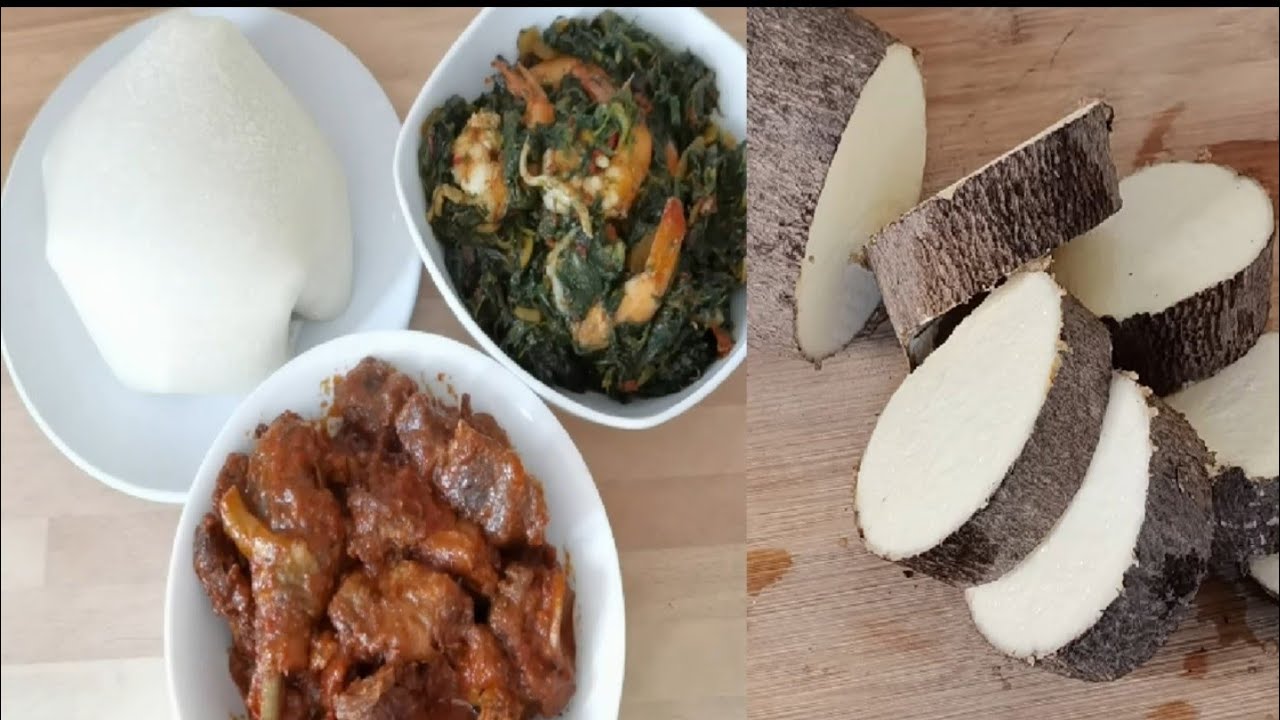 MAKING QUICK EFO RIRO AND POUNDED YAM FROM FRESH YAM - YouTube